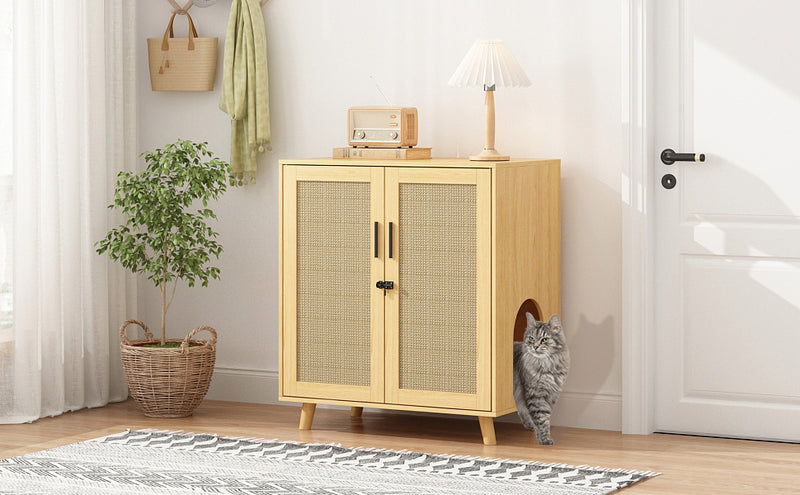 Cat Litter Box Enclosure, Hidden Cat Washroom Furniture with Sisal ...