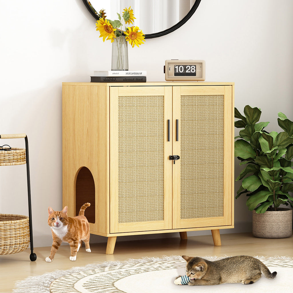 Cat Litter Box Enclosure, Hidden Cat Washroom Furniture with Sisal ...